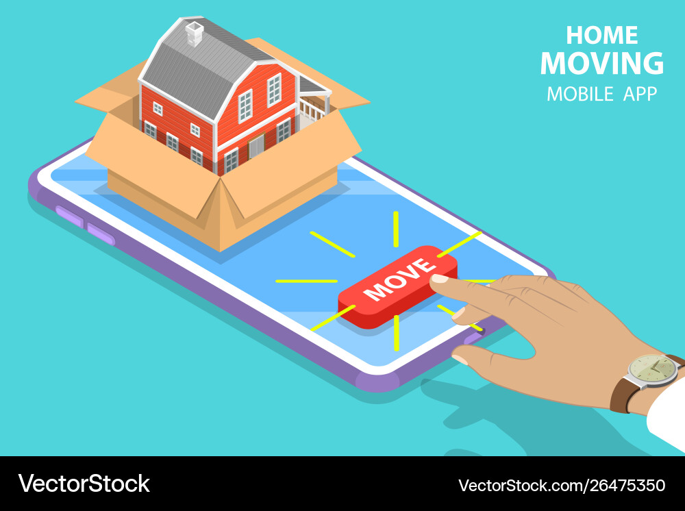 Isometric flat concept home moving Royalty Free Vector Image