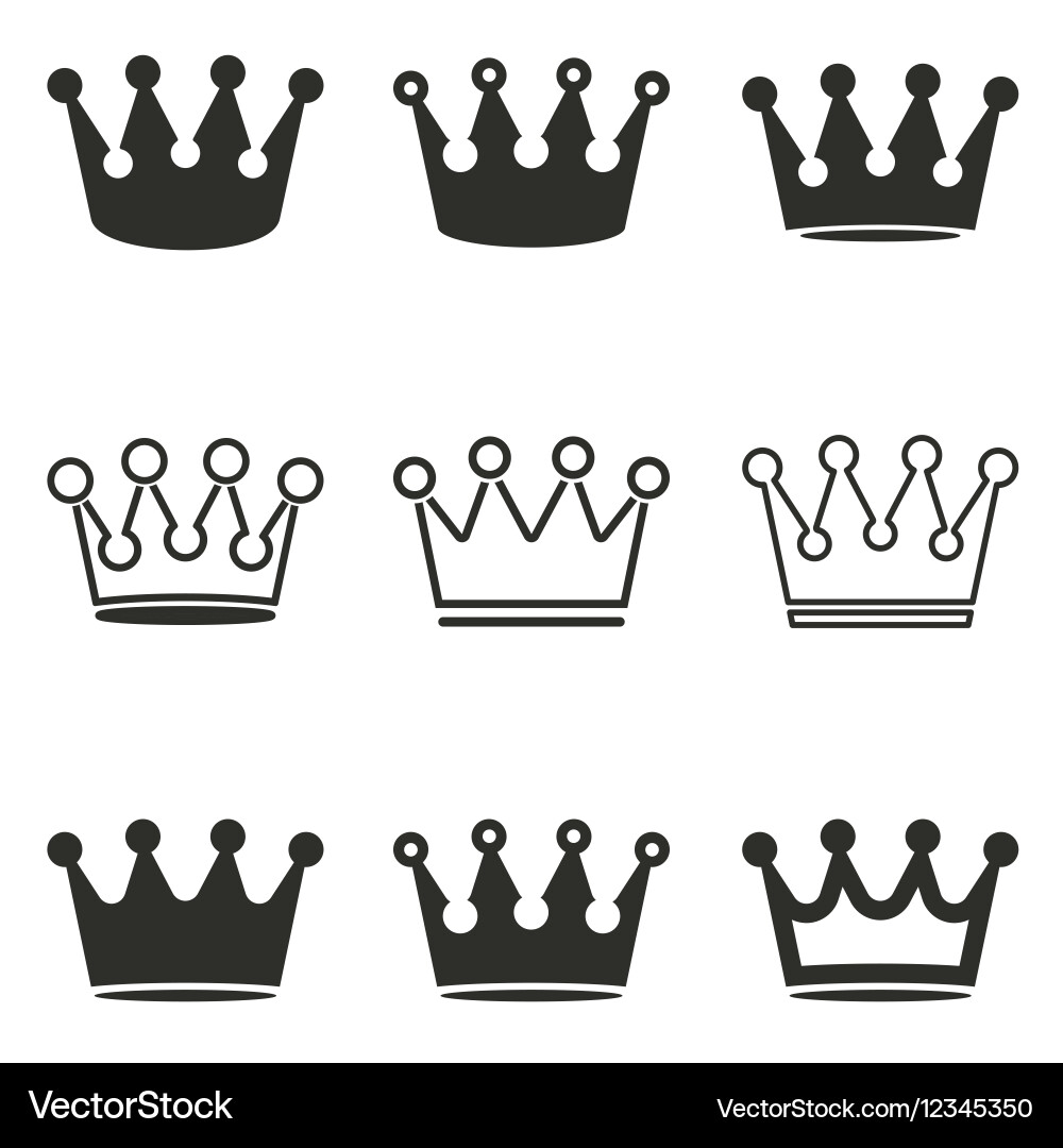 Krone Icon Set Lizenzfreies Vektorbild - VectorStock