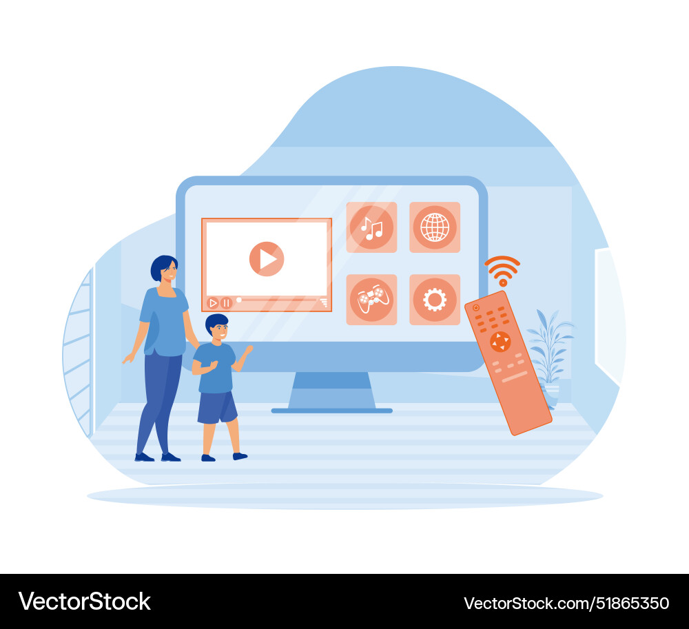 Network connected interactive device internet tv Vector Image