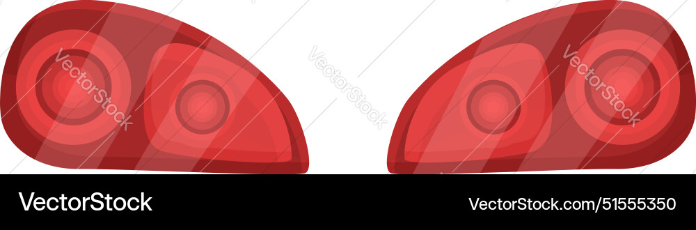 Pair of car tail lights shining with red light Vector Image