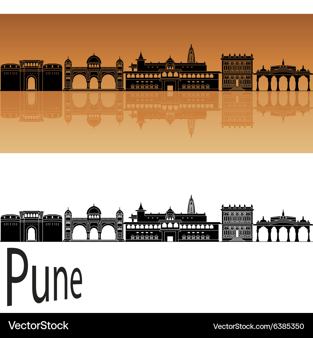 Pune skyline in orange Royalty Free Vector Image