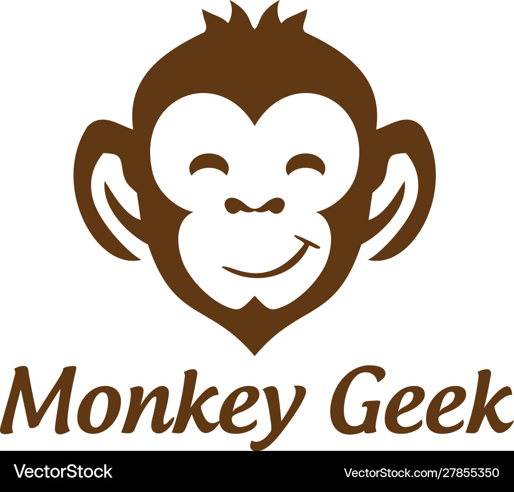 Smile monkey geek logo design Royalty Free Vector Image