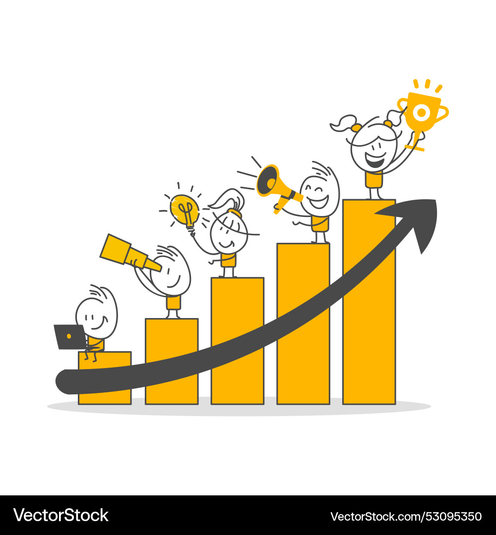 Teamwork help growing revenue growth Royalty Free Vector
