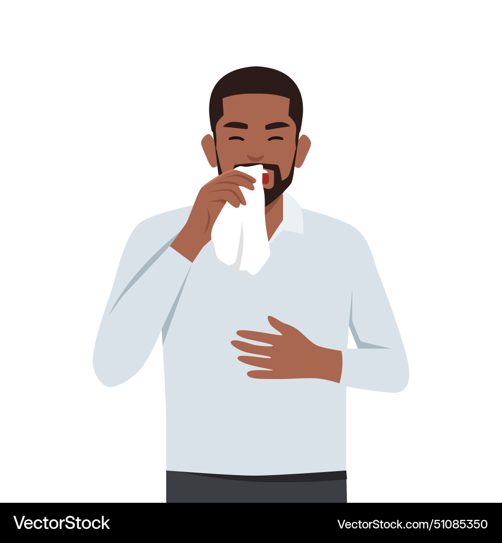 Young man coughing bronchitis common cold Vector Image