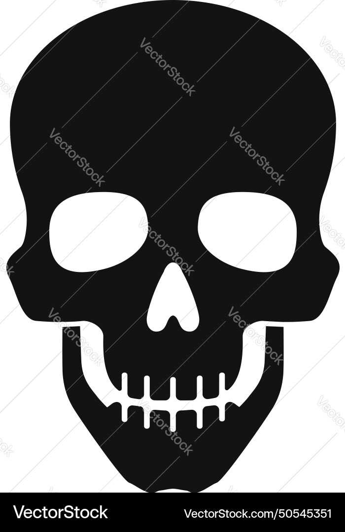 Classic simple black skull icon Royalty Free Vector Image