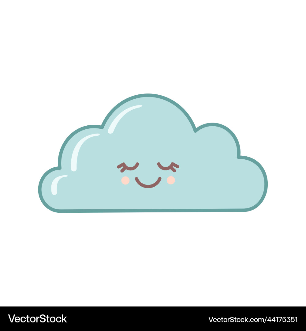 Cute funny cloud icon with kawaii face isolated Vector Image