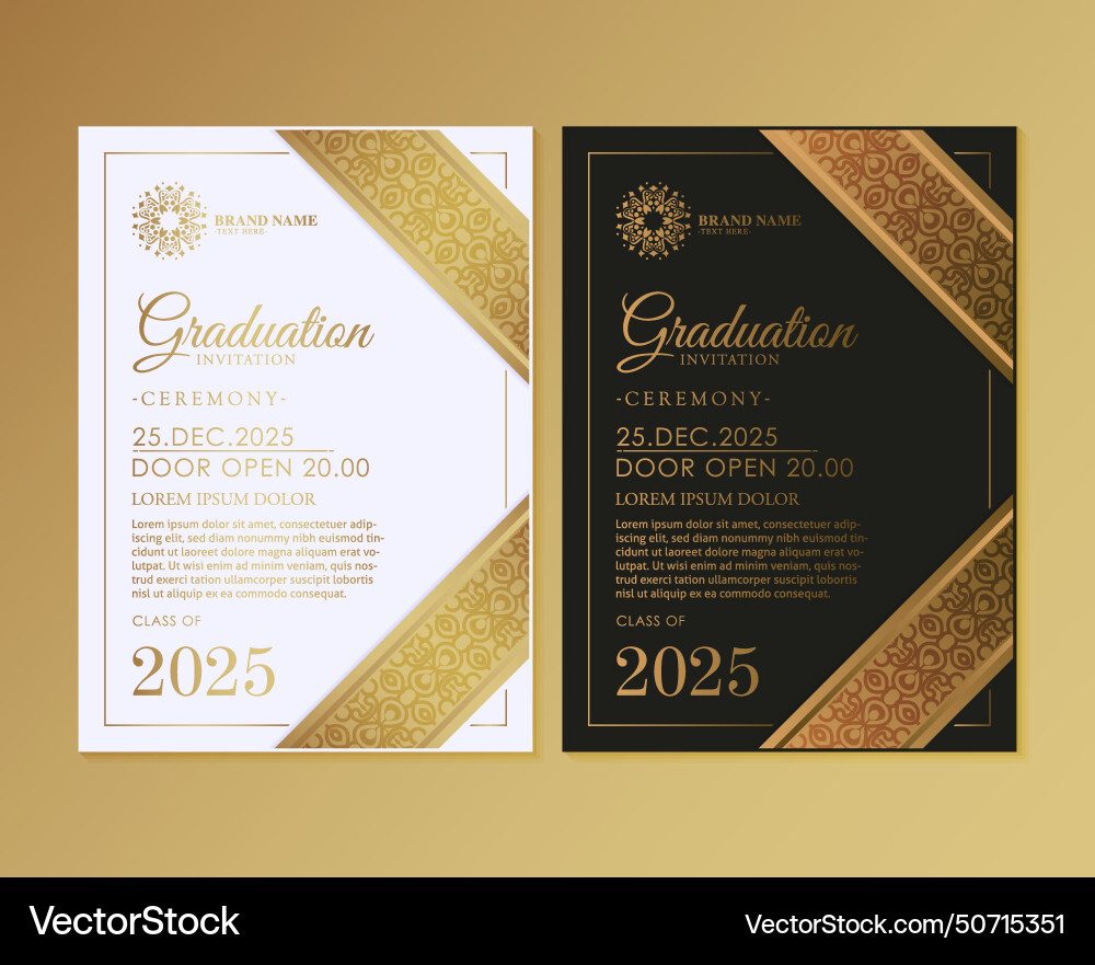 Elegant graduation invitation template Royalty Free Vector