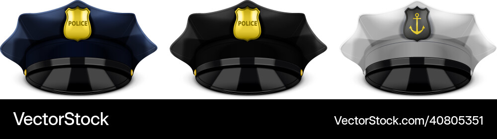 Police officer hat set Royalty Free Vector Image