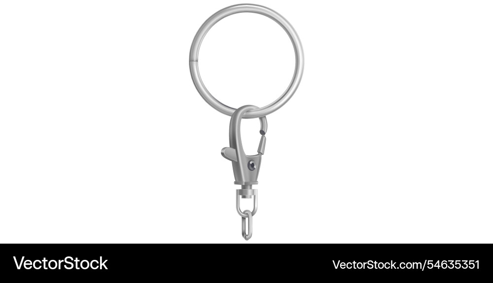 Realistic silver key chain with metal ring Vector Image