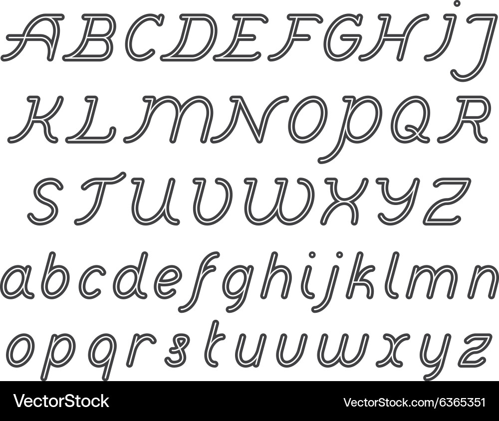 Rounded double line font Royalty Free Vector Image