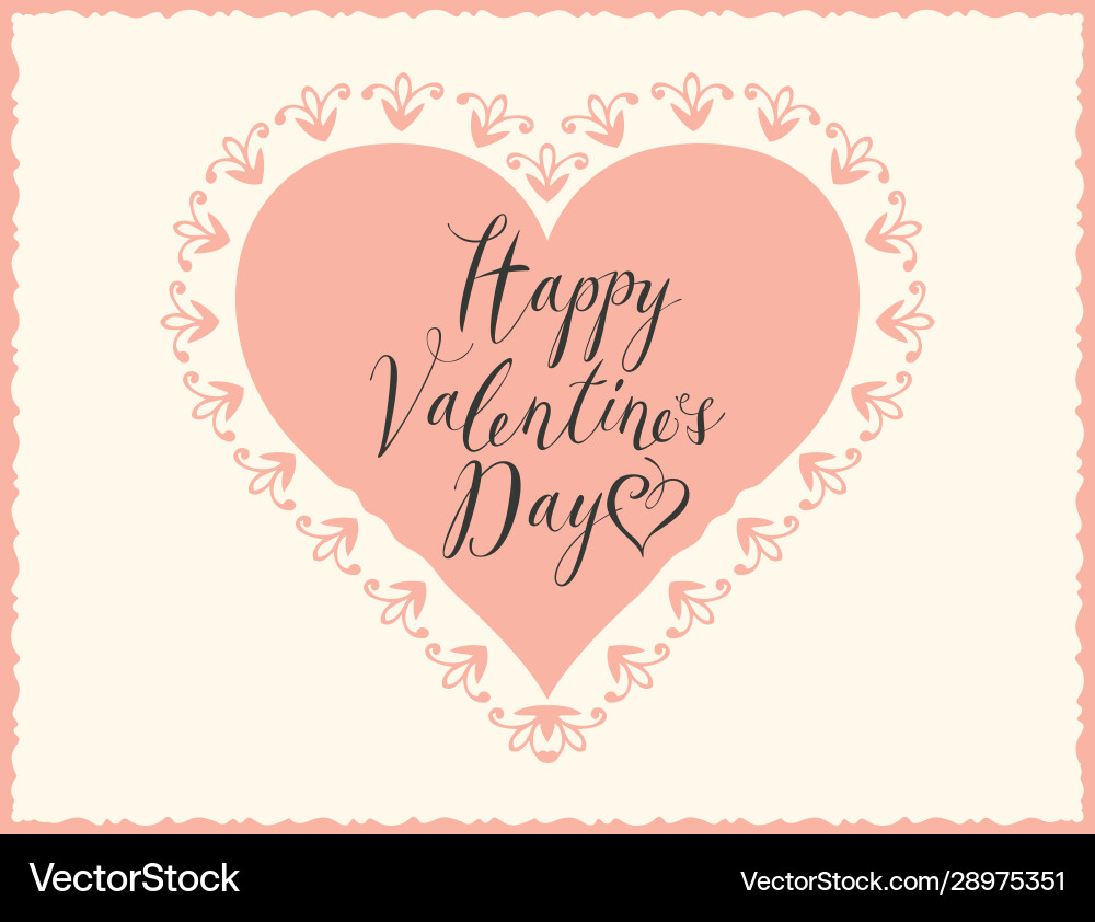 Valentine card with pink heart Royalty Free Vector Image