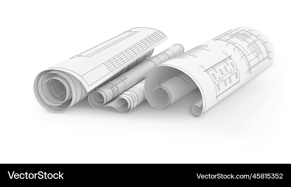 Blueprint Scrolls - Architectural Plans Royalty Free Vector