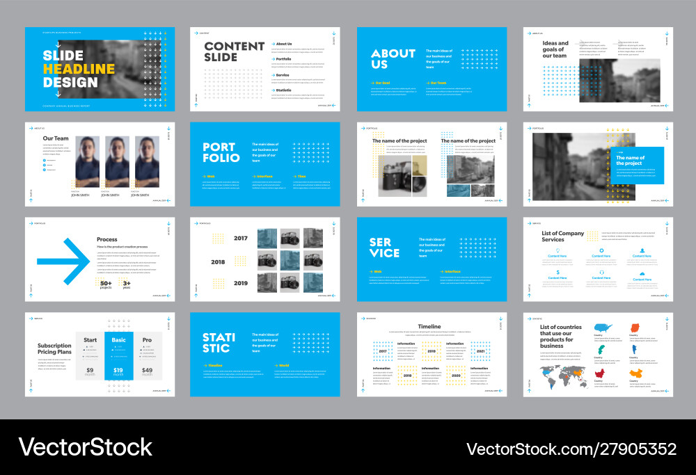 Design blue and white presentation slides Vector Image