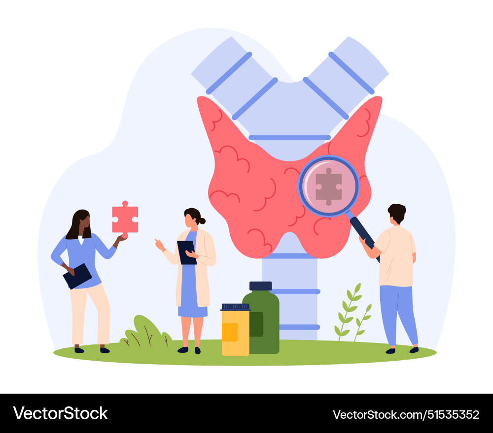 Diagnosis of thyroid diseases tiny people with Vector Image