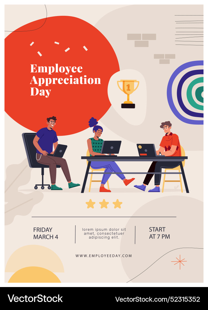 Flat employee appreciation day vertical poster Vector Image