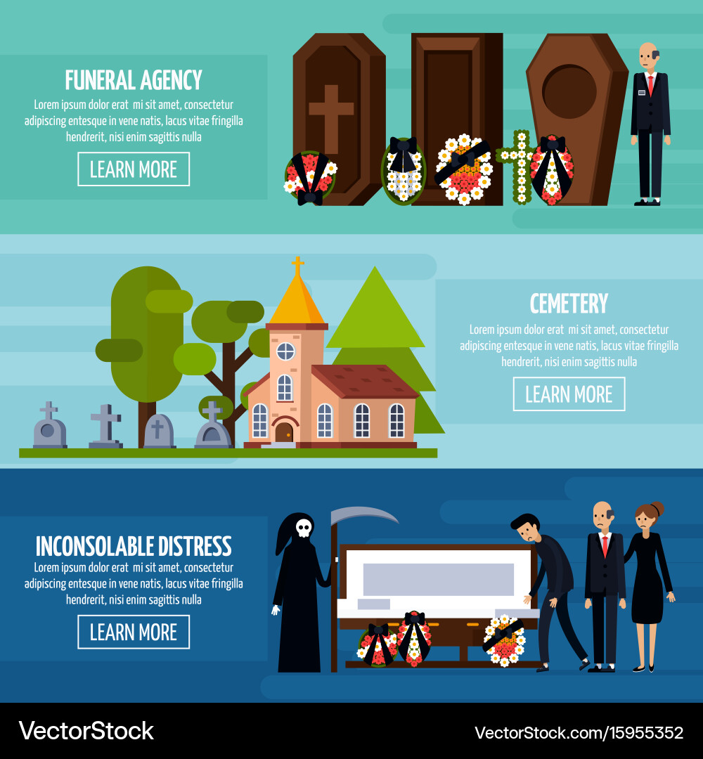 Funeral Services Banner Set Royalty Free Vector Image