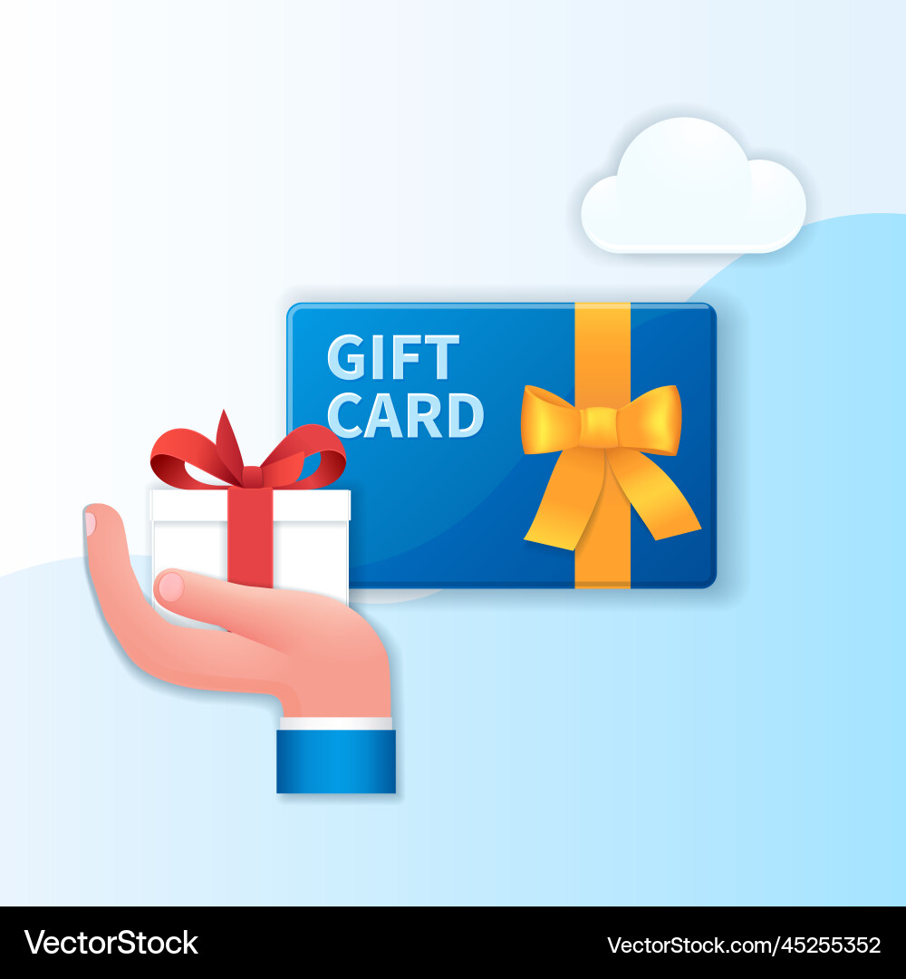 Gift card banner in 3d style Royalty Free Vector Image