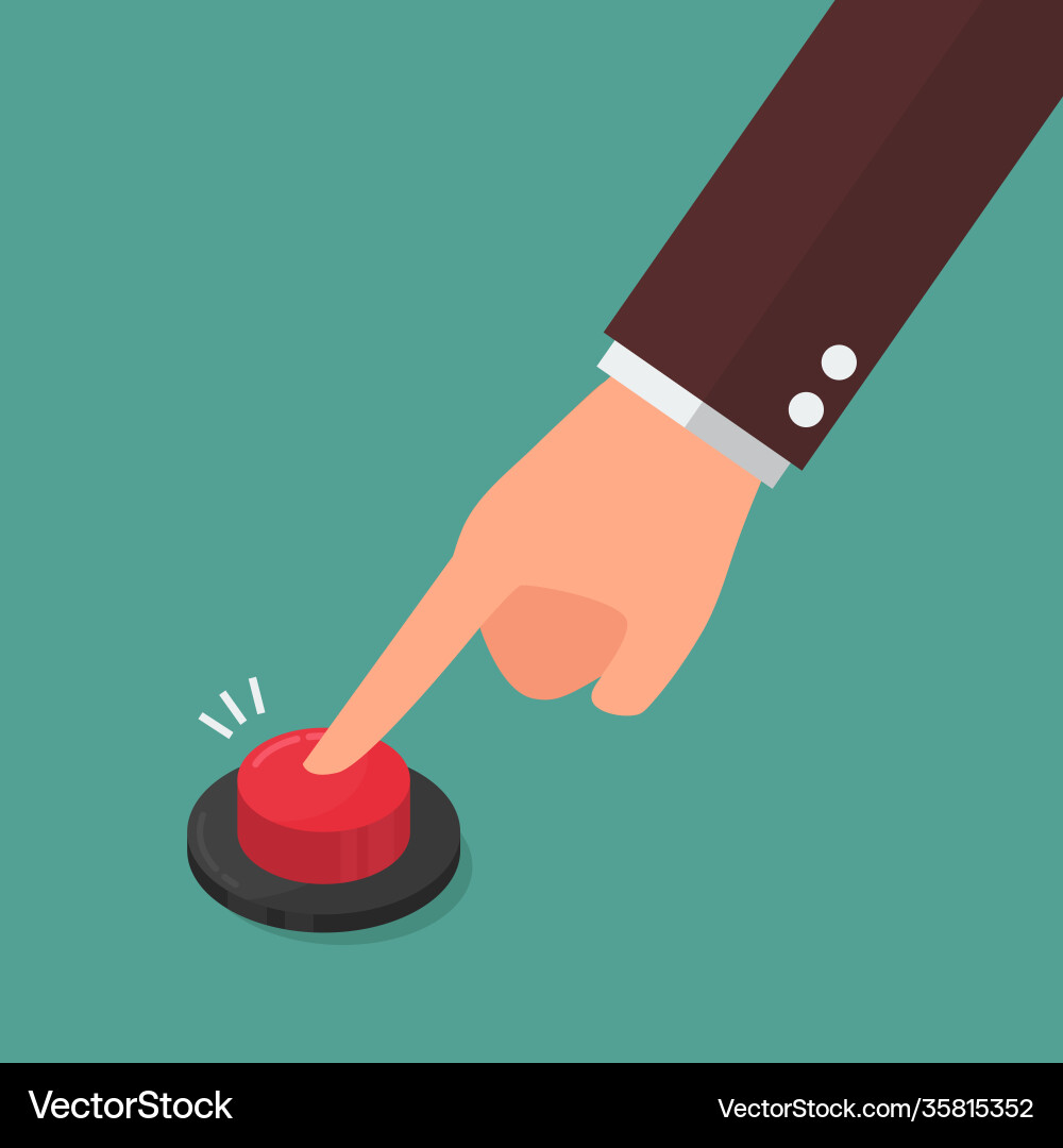 Hand pressing red button Royalty Free Vector Image