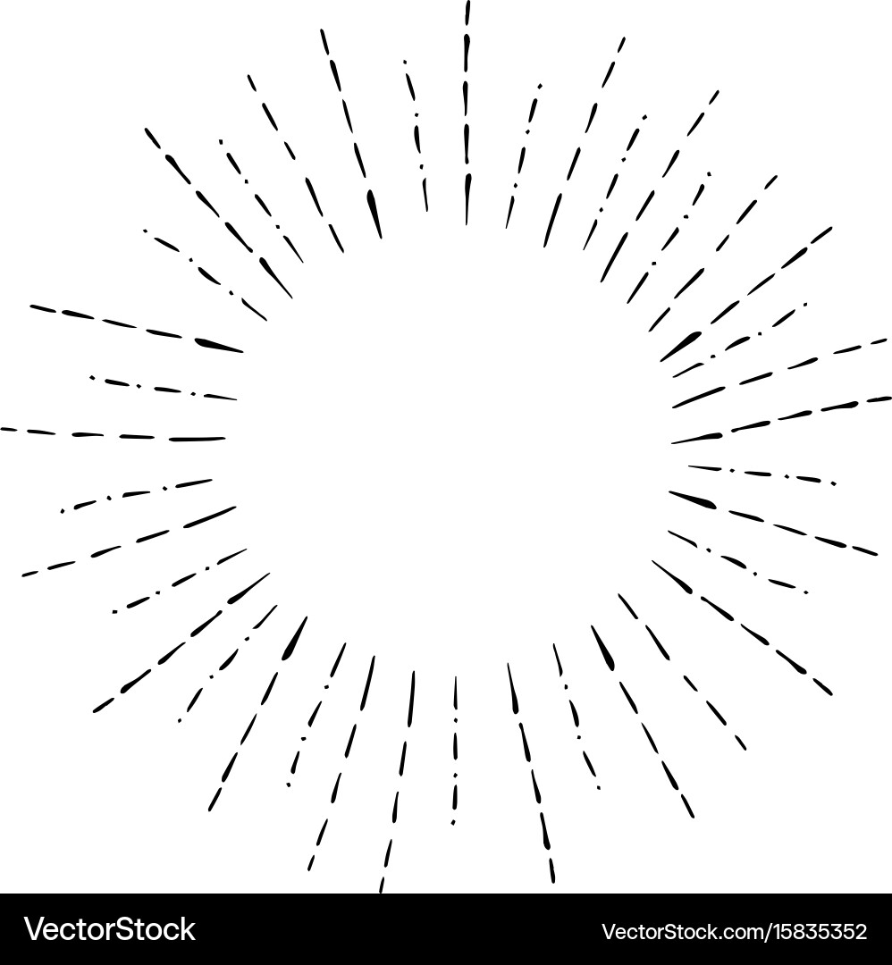 Image of linear hand drawing rays the sun Vector Image