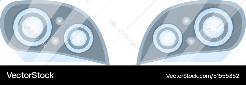 Pair of realistic car headlights shining Vector Image
