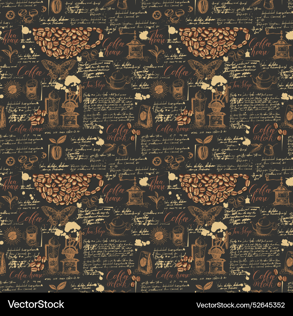 Seamless pattern on tea and coffee theme Vector Image