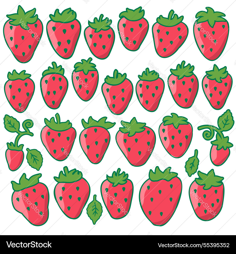 Strawberry clipart print isolated on Royalty Free Vector