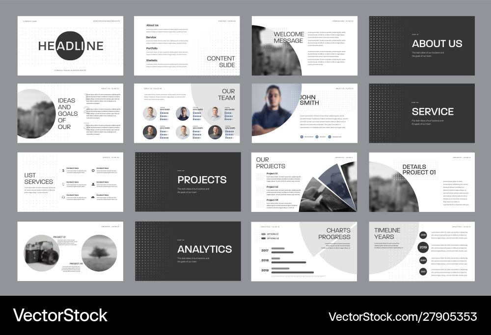 Black & White Slide Templates - Minimalist – Royalty-Free Vector ...