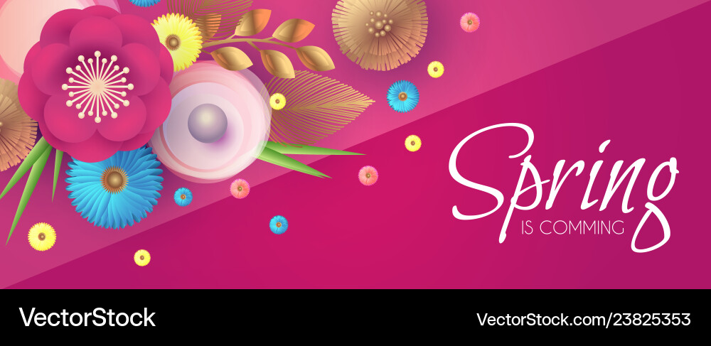 Flower paper cut spring design template Royalty Free Vector