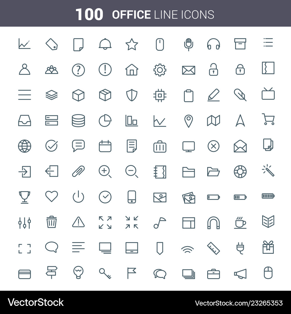 Office icons set Royalty Free Vector Image - VectorStock
