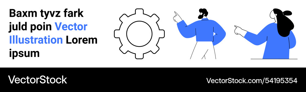 Abstract scene with characters pointing at large Vector Image