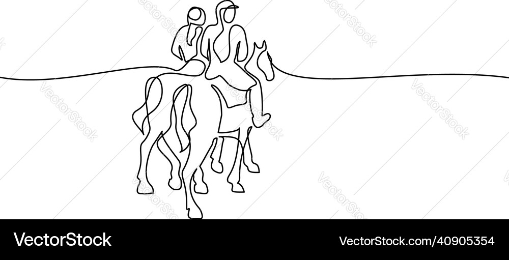 Arab men riding horses in desert continuous one Vector Image