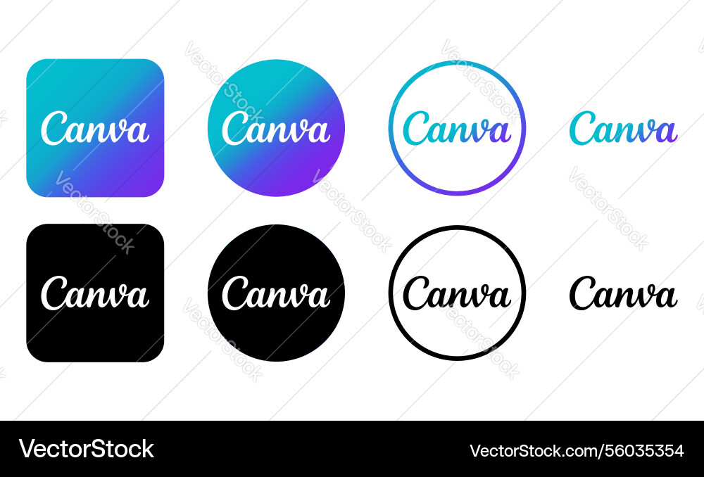 Canva logo transparent png icon set Royalty Free Vector