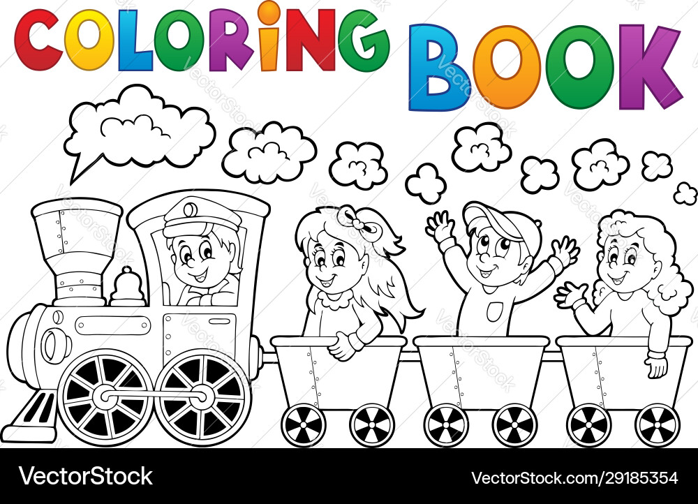 Coloring book train theme 2 Royalty Free Vector Image