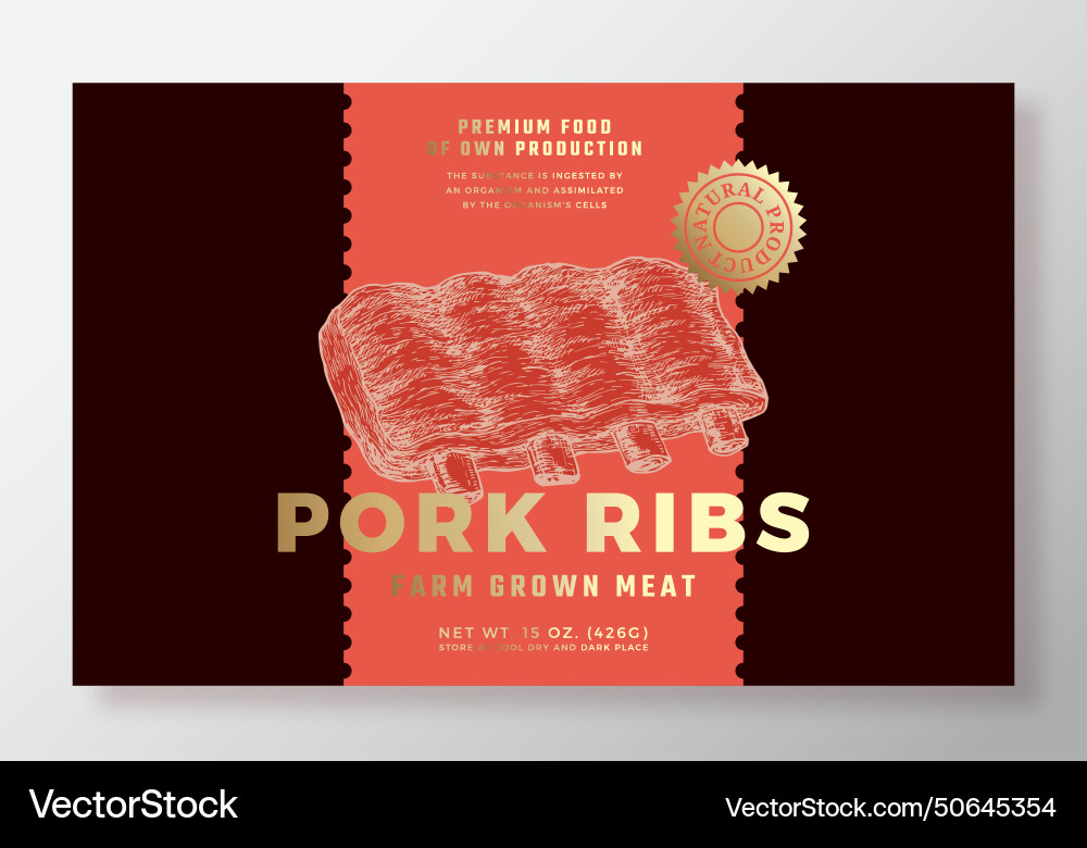 Farm grown pork ribs abstract packaging Royalty Free Vector
