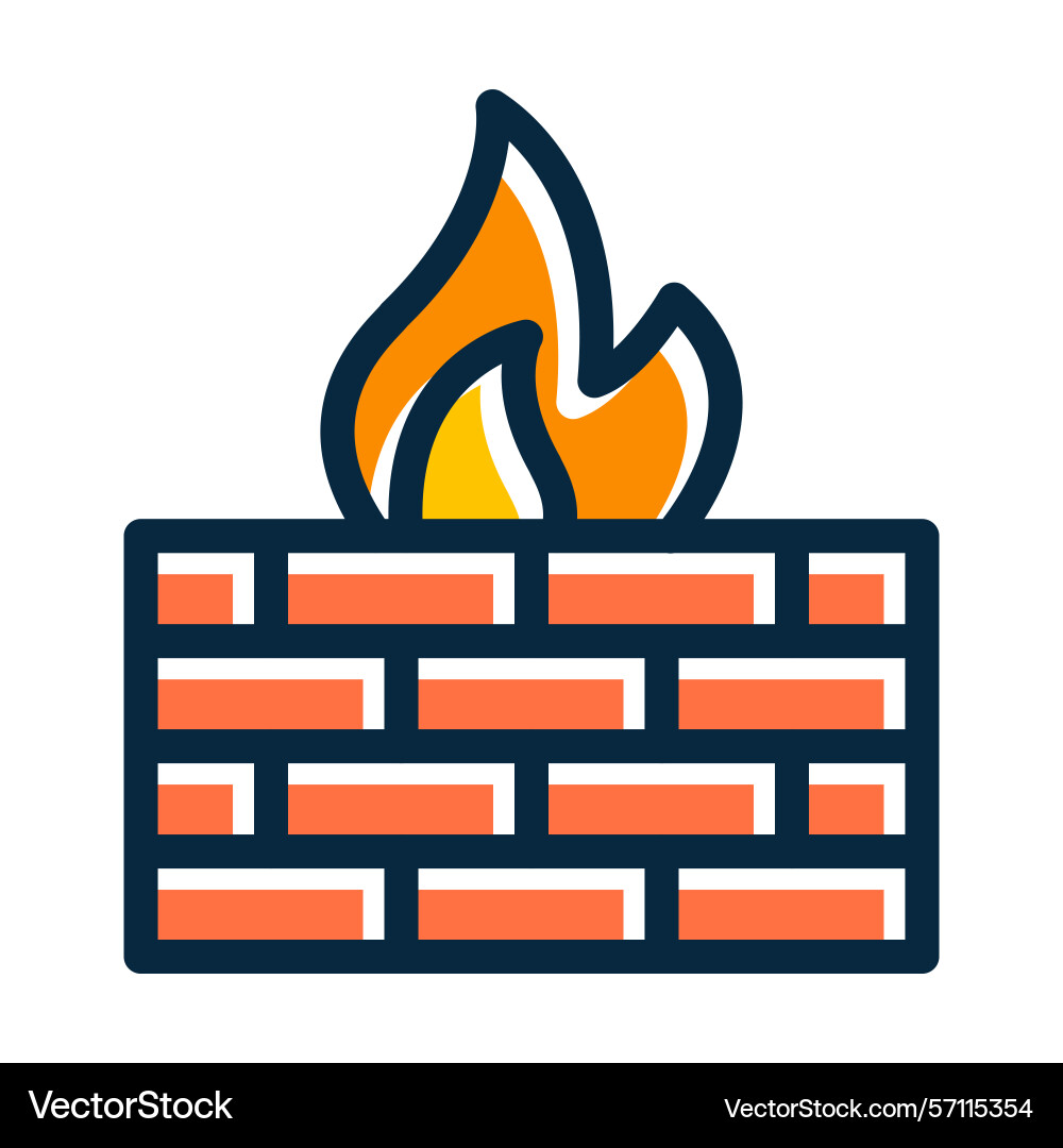 Firewall thick line filled dark colors icons Vector Image