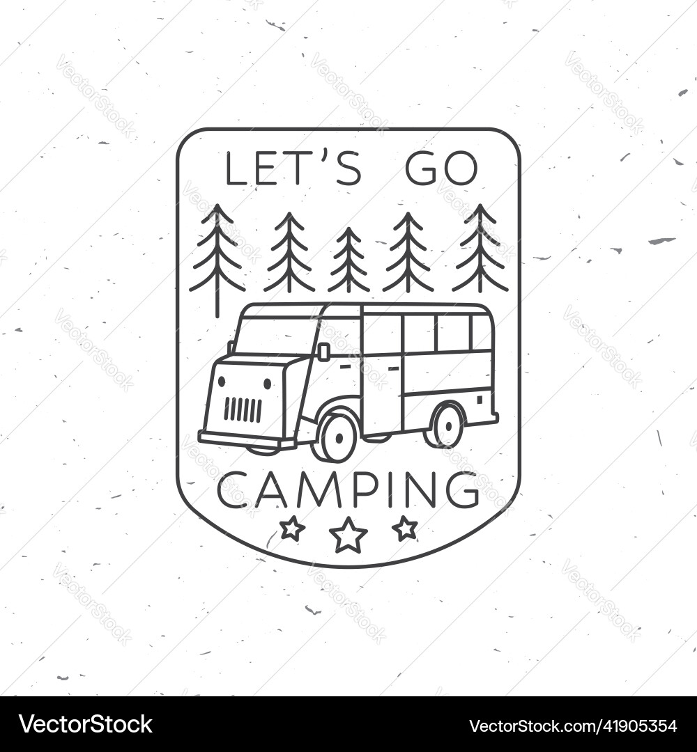 Lets go camping summer camp Royalty Free Vector Image
