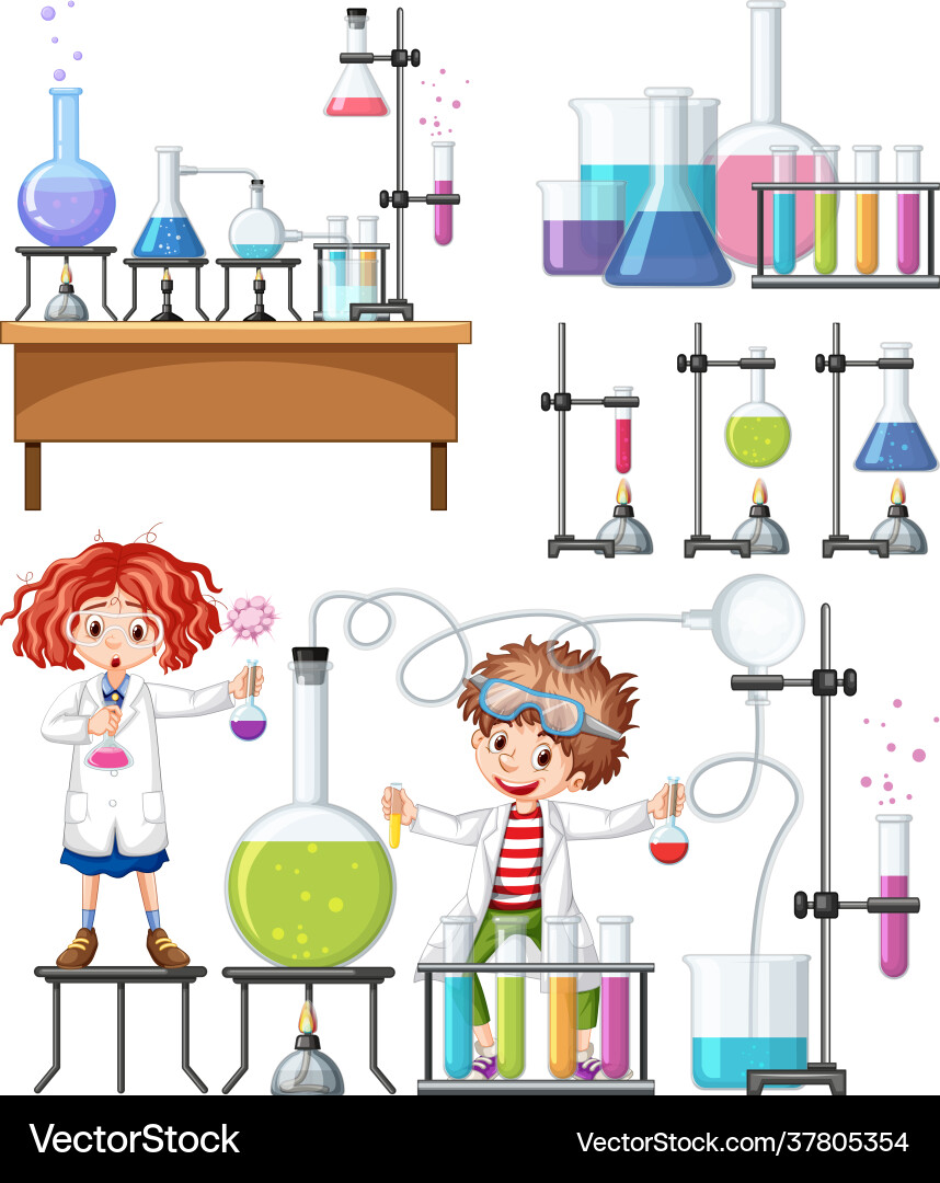 Researcher experiment in laboratory Royalty Free Vector