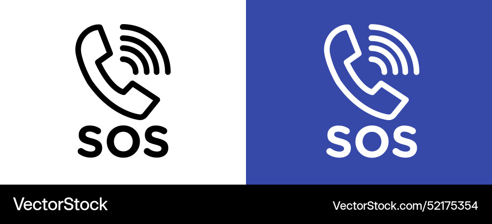 Sos emergency logo sign set outline Royalty Free Vector