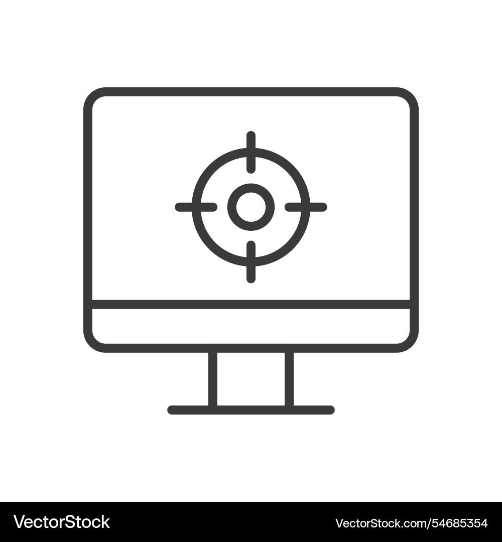 Target on pc icon in line design target pc focus Vector Image