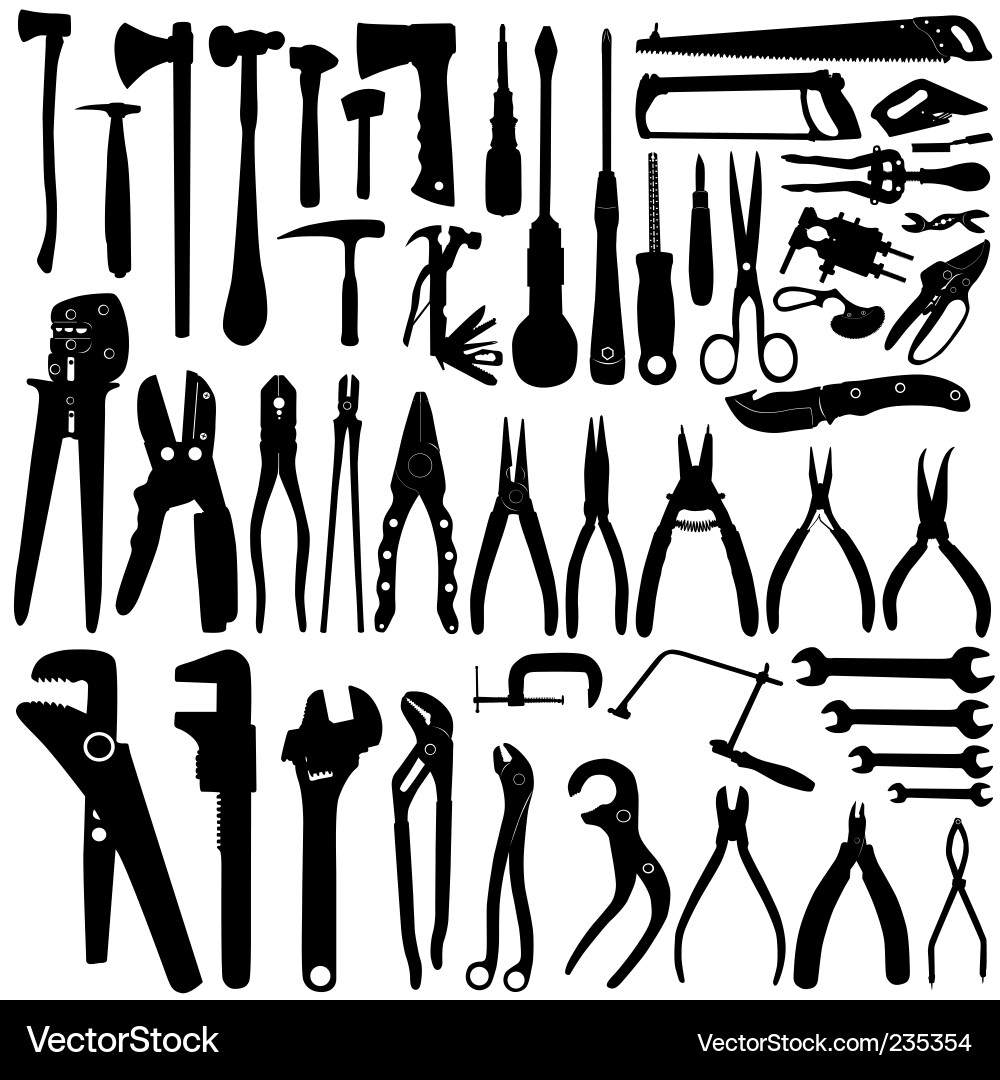 Tool Silhouette Collection Royalty Free Vector Image