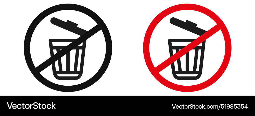 Trash disposal prohibited sign promote Royalty Free Vector
