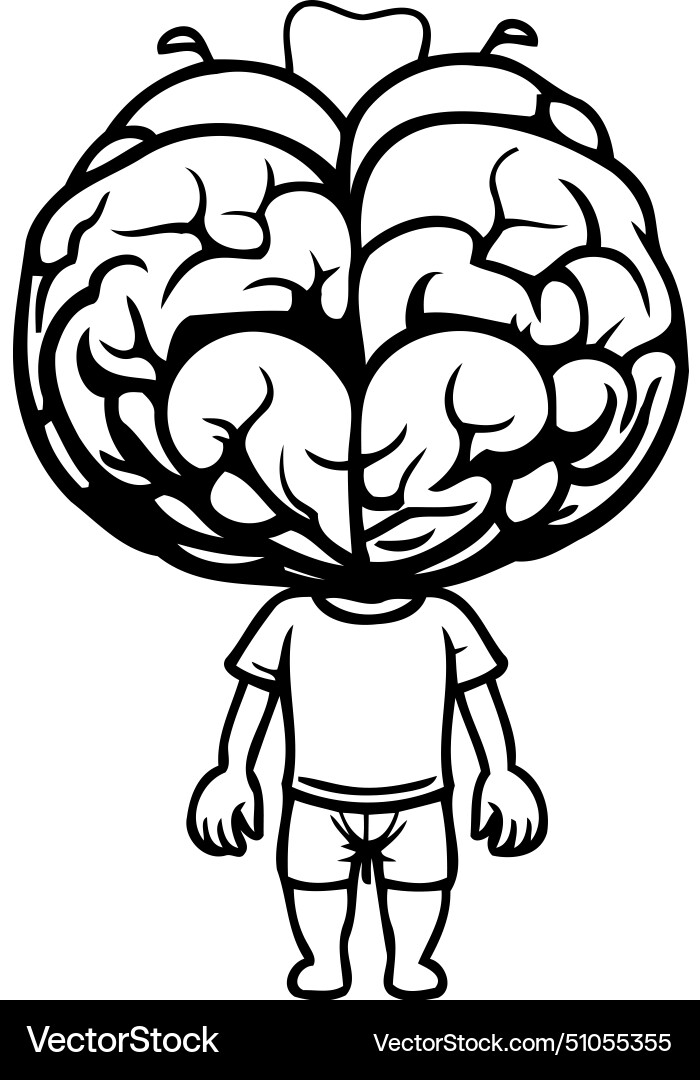 Cartoon human brain brainstorming concept Vector Image