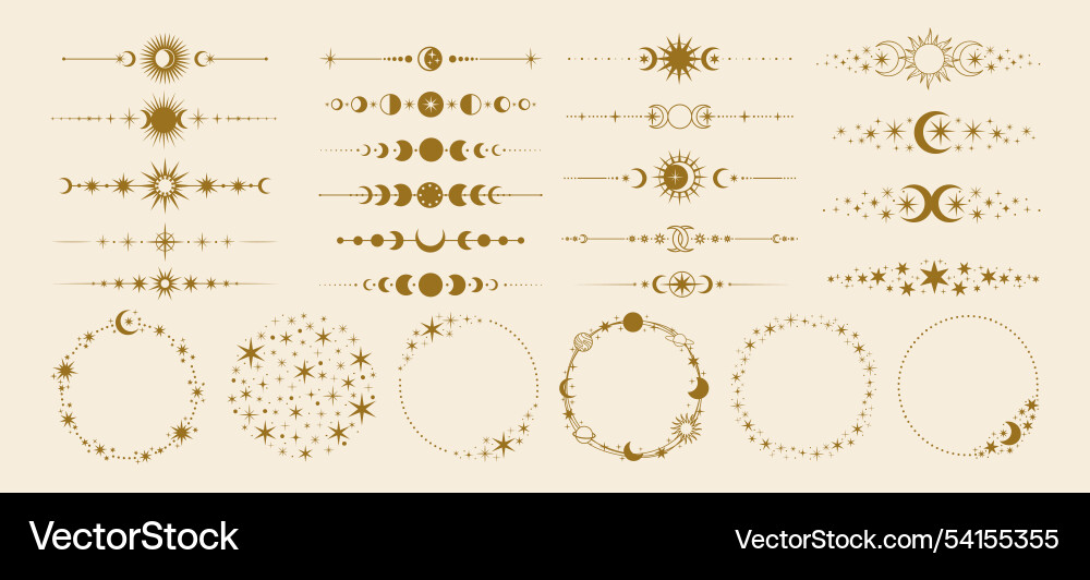 Celestial Sun & Moon Border Royalty Free Vector Image