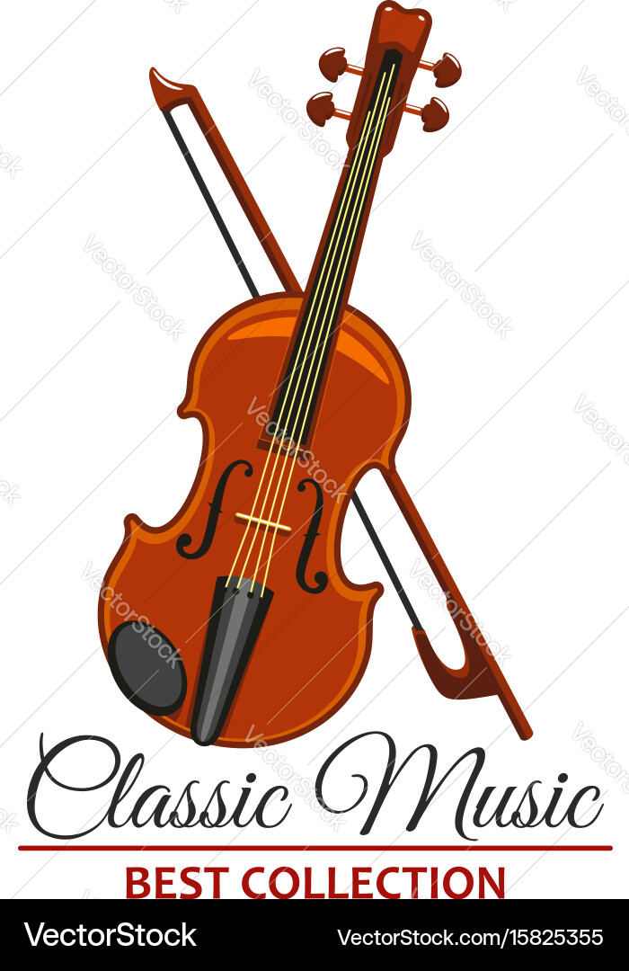 Classic orchestra concert violin icon Royalty Free Vector