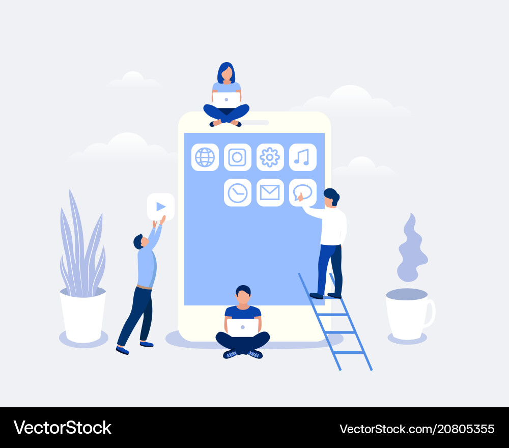 Development of mobile apps concept Royalty Free Vector Image