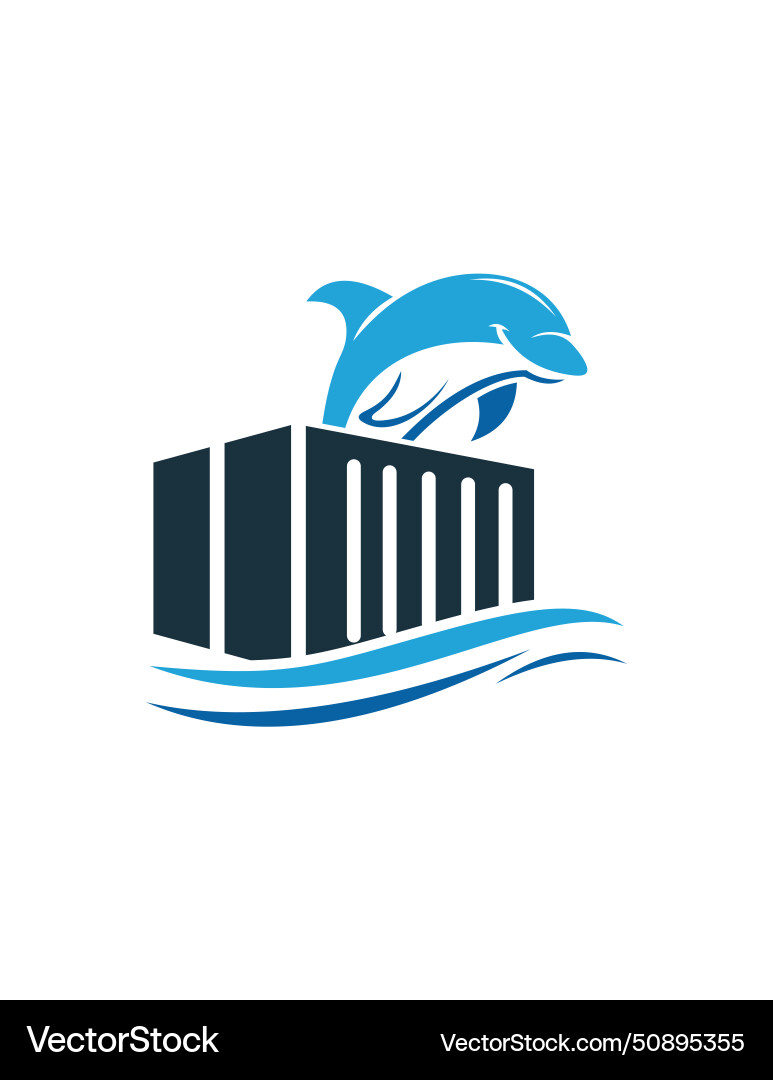 Dolphin box container logo Royalty Free Vector Image