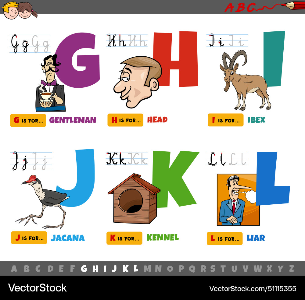 Educational cartoon alphabet letters for children Vector Image