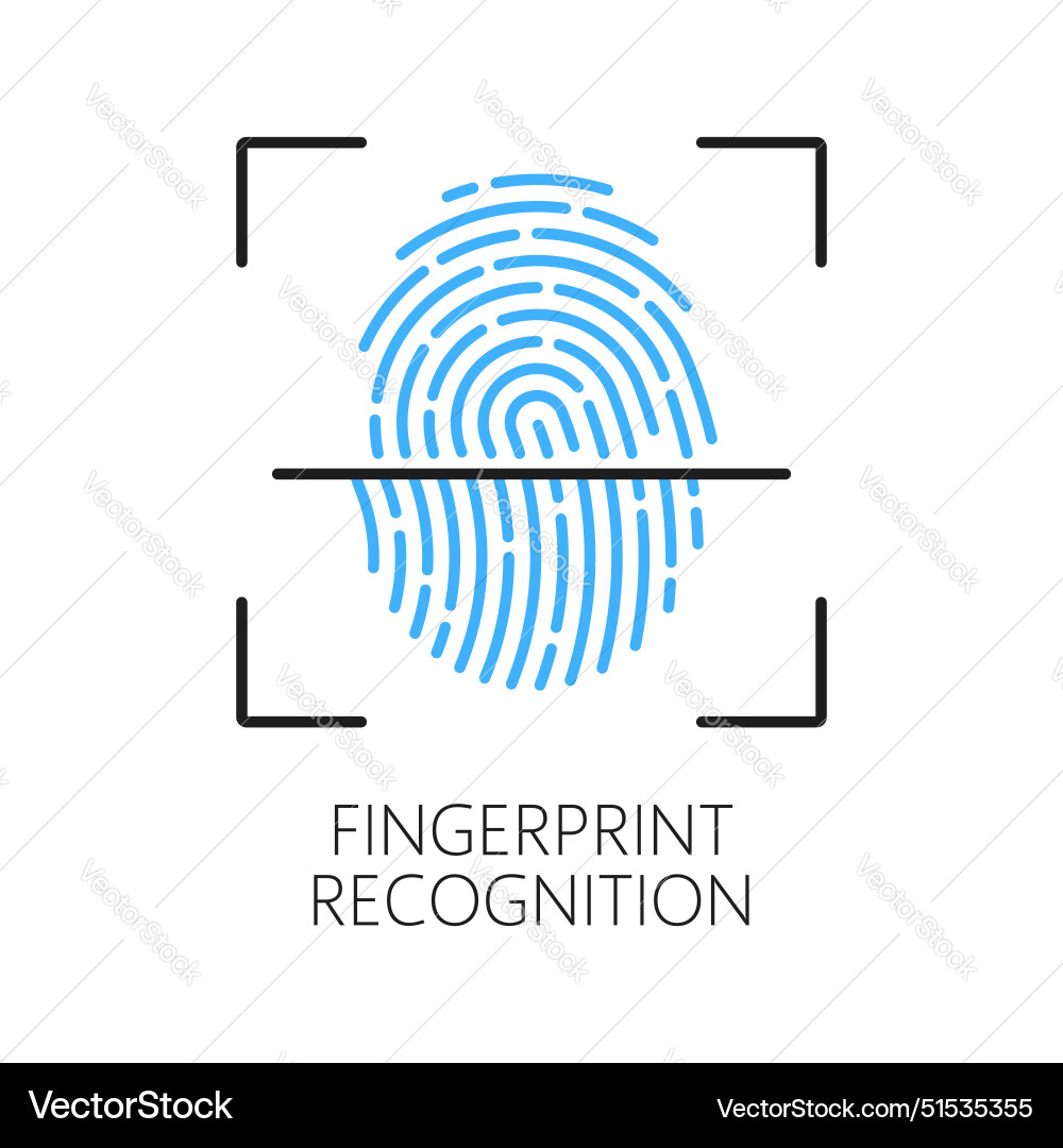 Fingerprint biometric identification line icon Vector Image