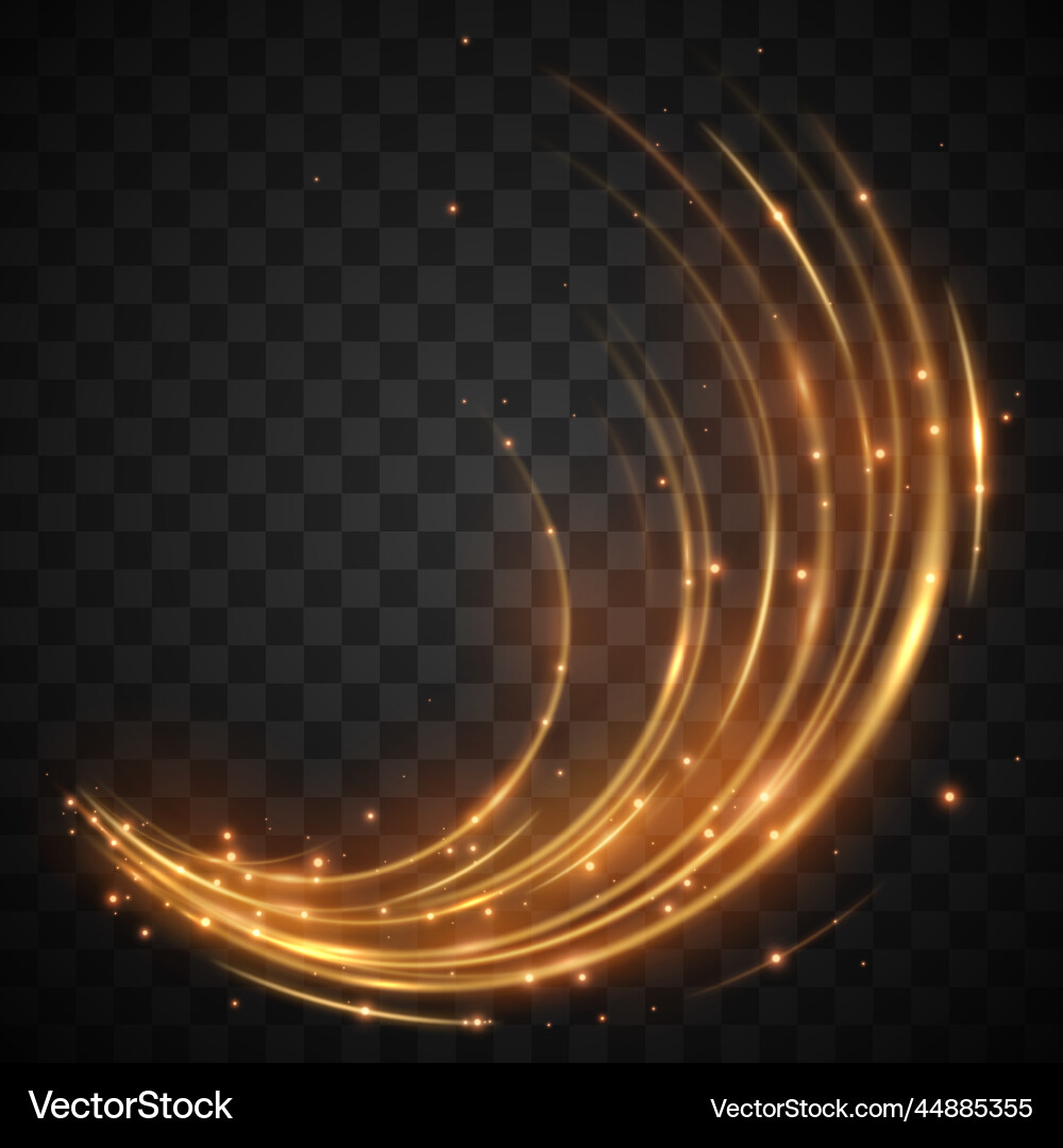 Gold circle light effect on transparent background