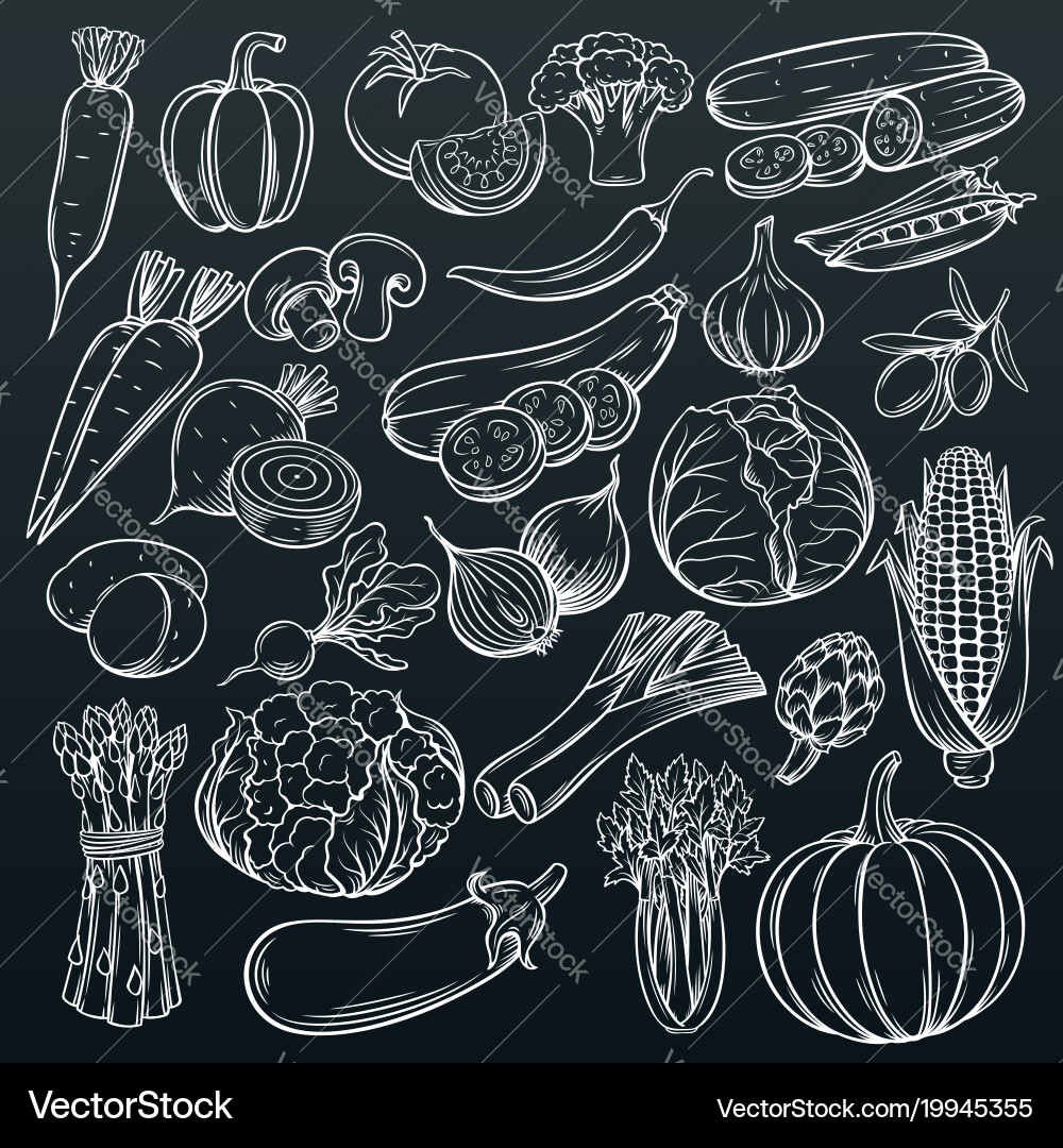 Hand Drawn Vegetable Icons Royalty Free Vector Image